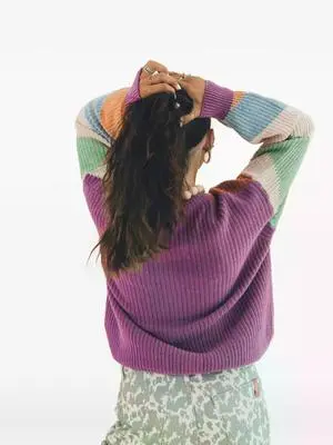 FAVORITE PEOPLE Bookstore Color-block Oversized Cardigan