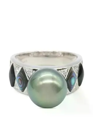 TASAKI 2010s Pearl Diamond Ring - Silver