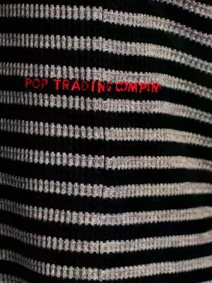 POP TRADING COMPANY Striped Waffle-knit T-shirt