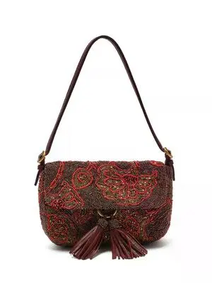 Malìparmi Blossom Bead-embroidered Shoulder Bag - Red