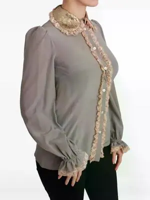 Dolce & Gabbana Lace-trimmed Sequin-collar Shirt
