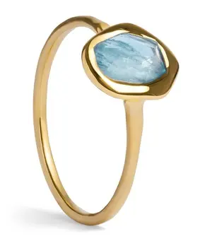 Monica Vinader Gold Vermeil And Aquamarine Odyssey Ring - Blue