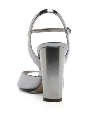 ALEXANDRE BIRMAN Amy Metallic Leather Sandals - Silver