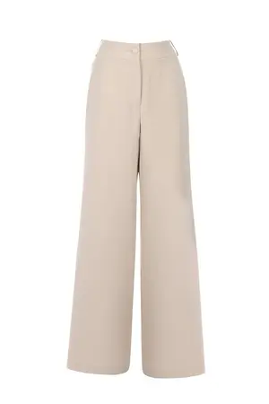 LUNA FASHION HOUSE Neutrals Wide Leg Pants, Natasha - Beige
