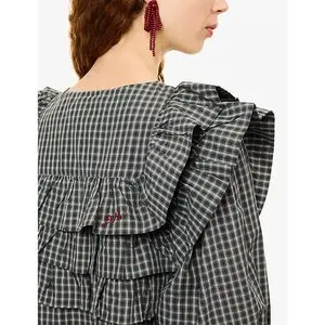 DAMSON MADDER Shay Check-print Cotton Blouse