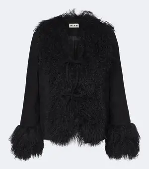 Rixo Sammy Shearling-trimmed Suede Jacket - Black