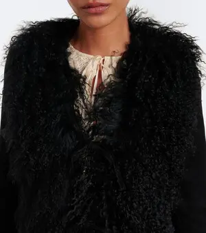 Rixo Sammy Shearling-trimmed Suede Jacket