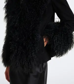Rixo Sammy Shearling-trimmed Suede Jacket