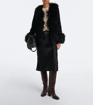 Rixo Sammy Shearling-trimmed Suede Jacket
