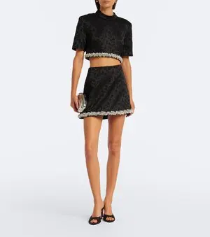 Simkhai Idina Embellished Floral Miniskirt
