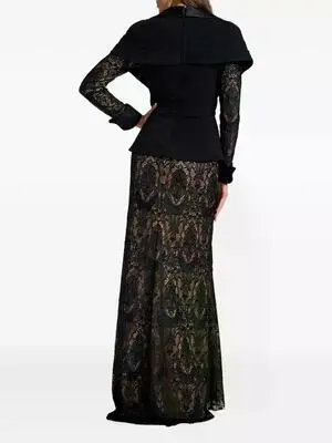 Tadashi Shoji Lace-overlay Shawl-lapel Dress