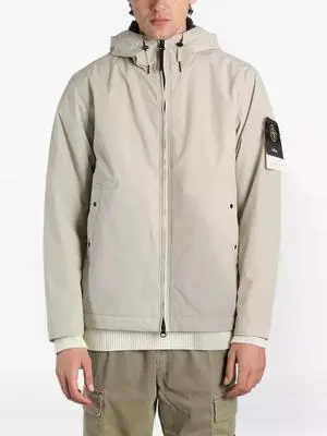 Stone Island 4100108 Soft Shell-r_e.dye® Technology Hooded Jacket With Wind- And Water-resistant Membrane - Neutrals
