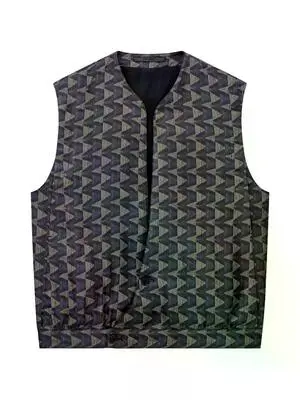 Giorgio Armani Geometric-print Single-breasted Waistcoat - Grey
