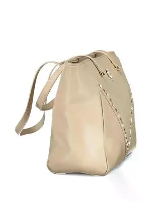 LAURA BIAGIOTTI Stud-embellished Monogram-pattern Tote Bag - Neutrals