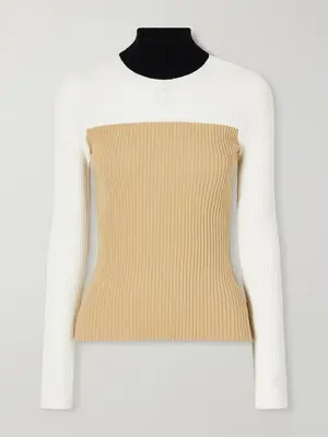 COURREGES Logo-embroidered Ribbed Jersey Sweater - Multi