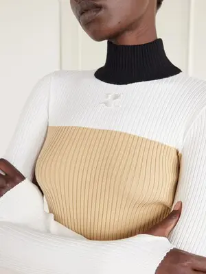 COURREGES Logo-embroidered Ribbed Jersey Sweater