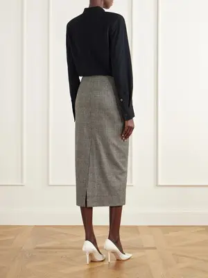 WILLY CHAVARRIA Polo Checked Wool-blend Piqué Midi Dress