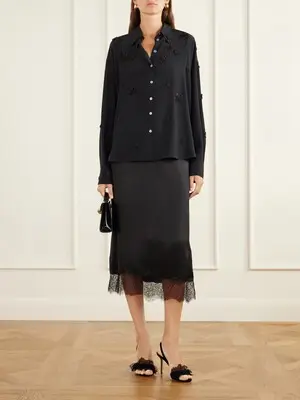 Bernadette Everett Floral-embellished Silk Shirt