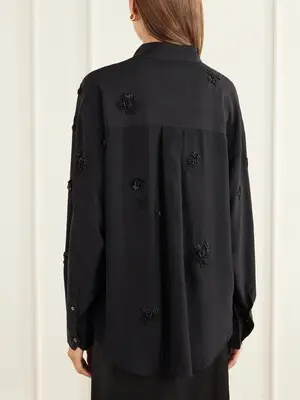 Bernadette Everett Floral-embellished Silk Shirt
