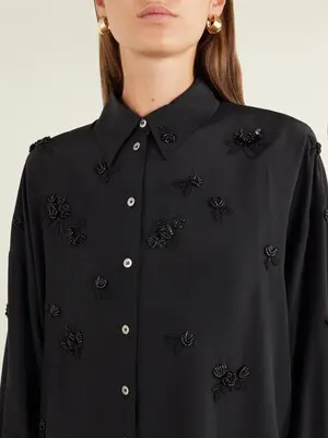 Bernadette Everett Floral-embellished Silk Shirt