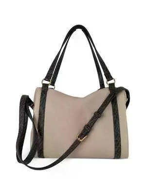 Liu Jo Monogram-print Studded Shoulder Bag - Neutrals