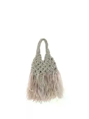 HIBOURAMA Mini Vannifique Plumes Tote Bag - Silver