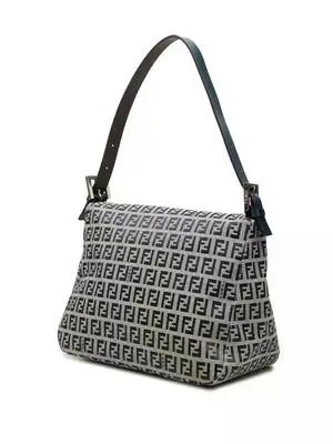Fendi 2000-2010 Zucchino Canvas Double Flap Mamma Shoulder Bag