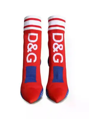 Dolce & Gabbana Logo-knit Sock Ankle Boots