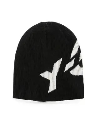 Y3 X Yohji Yamamoto Cl Logo-intarsia Beanie Hat - Black