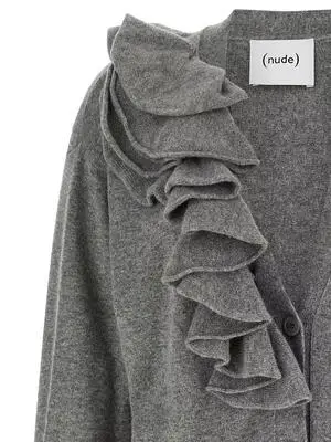 NUDE Ruffled V-neck Cardigan