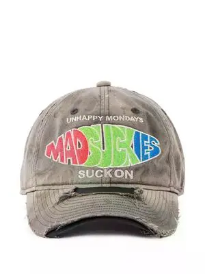 SAINT MXXXXXX X Madsaki Distressed Embroidered Cap - Grey