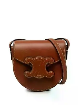 Celine 2022 Mini Calfskin Cuir Triomphe Besace Crossbody Bag - Brown