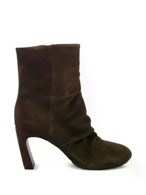 Ash Estelle Ruched Suede Ankle Boots - Brown