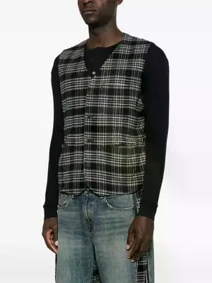 INDIVIDUAL SENTIMENTS Check-pattern Button-up Waistcoat