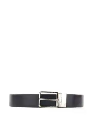 Santoni Logo Buckle Leather Belt - Blue