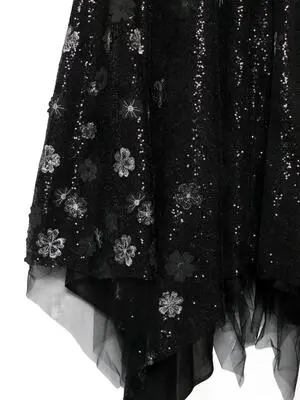 MARC LE BIHAN Sequin-embellished Floral-appliqué Skirt