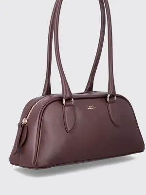 A.p.c. Paloma Cowhide Shoulder Bag With Double Handle And Laminated Logo - Burgundy
