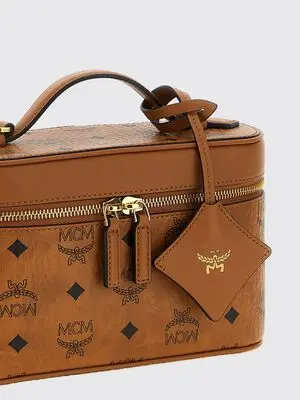 Mcm Aren Mini Handbag In Logo-print Coated Cotton With Logo Charm