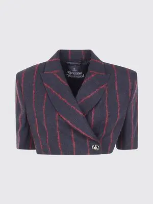 VIVIENNE WESTWOOD Cropped Double-breasted Virgin Wool Blazer With Short Sleeves