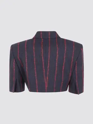 VIVIENNE WESTWOOD Cropped Double-breasted Virgin Wool Blazer With Short Sleeves