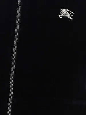 Burberry Ekd Logo Velvet Zip-up Hoodie