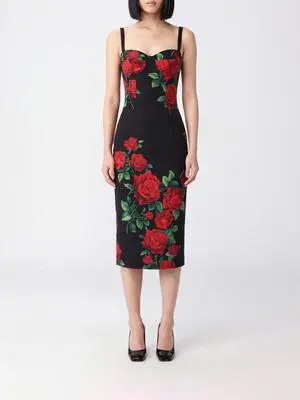 Dolce & Gabbana Floral-print Satin Bustier Midi Dress