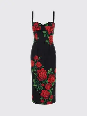 Dolce & Gabbana Floral-print Satin Bustier Midi Dress