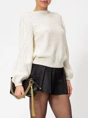 TWINSET Wool Blend Crewneck Sweater With Ribbed Hems