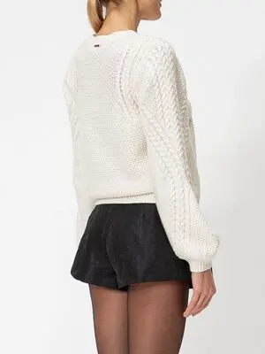 TWINSET Wool Blend Crewneck Sweater With Ribbed Hems