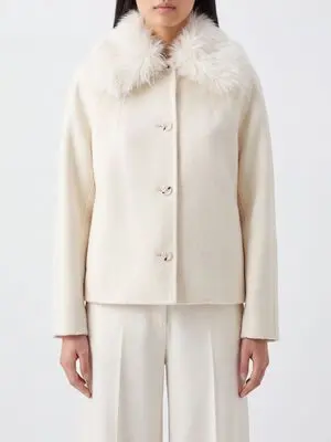 Loulou De Saison Short Wool And Cashmere Coat With Fur Collar