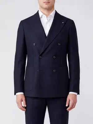Tagliatore Double-breasted Wool And Cashmere Blazer With Peak Lapels - Blue