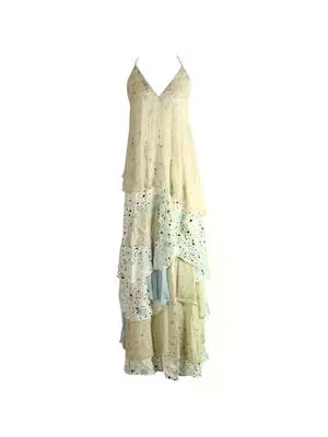 YANGKEHAN Manpow Floral-print Tiered Maxi Dress - Neutrals