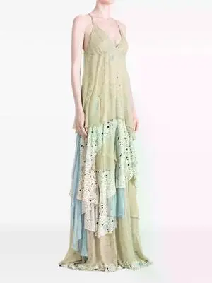 YANGKEHAN Manpow Floral-print Tiered Maxi Dress - Neutrals