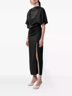 CONCEPTO Void Asymmetric-drape Straight-skirt Midi Dress